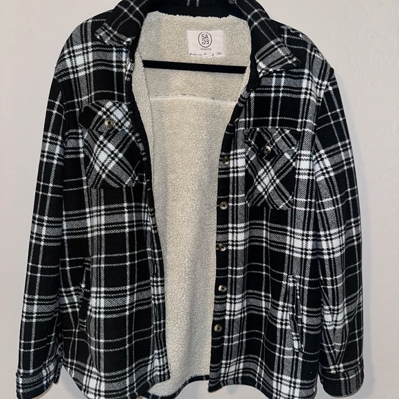 Sage | Jackets & Coats | Sage Black And White Utility Jacket With Cozy ...